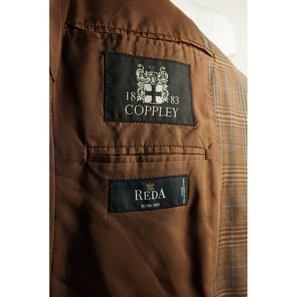 Coppley | Suits & Blazers | Coppley Reda Super 3s Mens 38r Brown Plaid ...